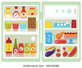Illustration Refrigerator Food Drinks Stock Vector (Royalty Free ...