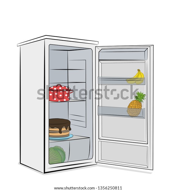 Open Fridge Vector Illustration Stock Vector (Royalty Free) 1356250811 ...