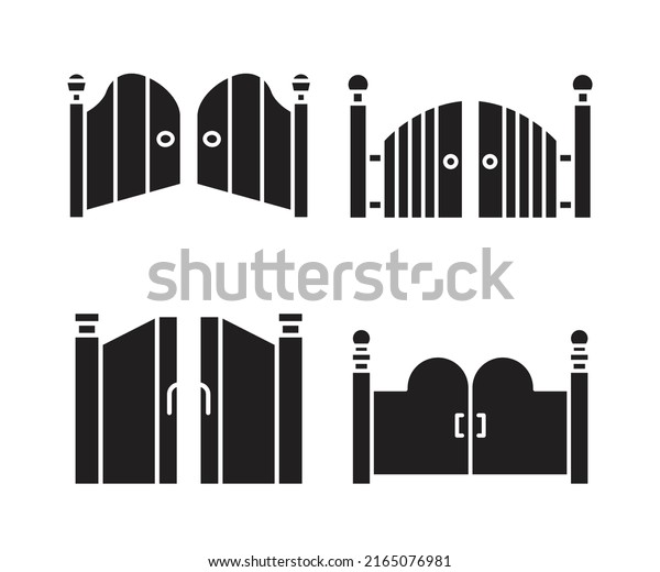 Open Gate Door Icons Set Stock Vector (Royalty Free) 2165076981 ...