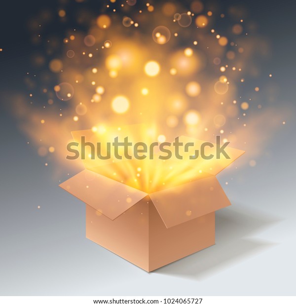 Open Gift Box Bokeh Burst Effect Stock Vector (Royalty Free) 1024065727 ...