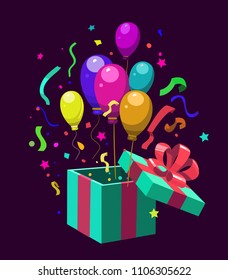 Open Gift Box Surprise Inside Vector: vector de stock (libre de ...