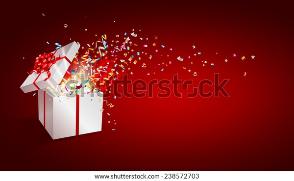 Open Gift Fireworks Confetti Congratulations On Stock Vector (Royalty ...