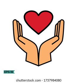 Open Hand Gestures Heart Above Hands Stock Vector (Royalty Free) 1737984080