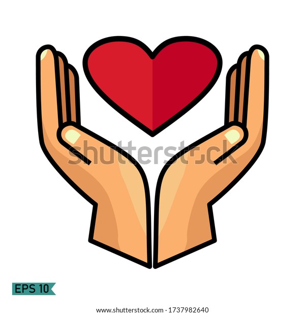 Open Hand Gestures Heart Above Hands Stock Vector (Royalty Free ...