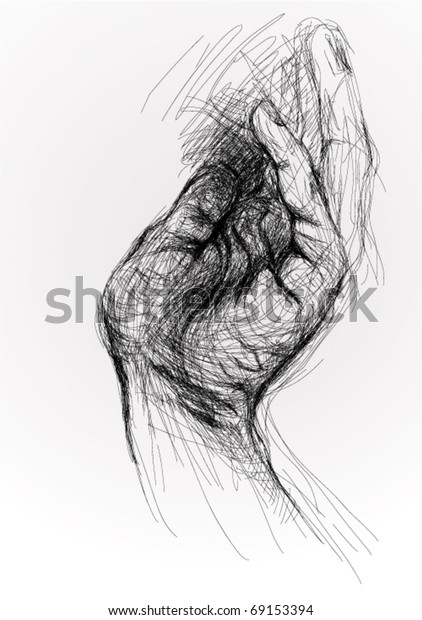 Open Hand Realistic Sketch Not Autotraced Stock Vector (Royalty Free ...