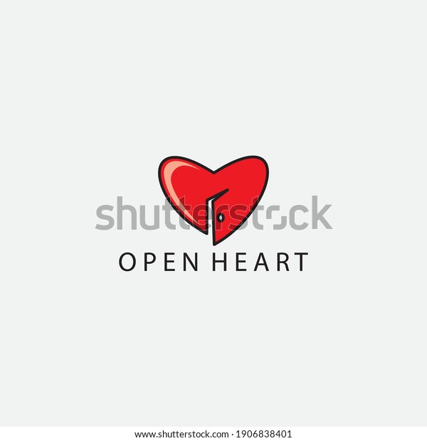 Open Heart Love Logo Illustration Door Stock Vector (Royalty Free ...