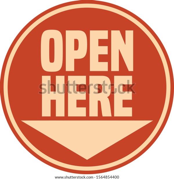 Open Here Round Sticker Sign Stock Vector (Royalty Free) 1564854400 ...