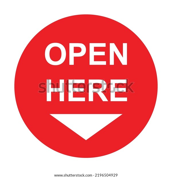 Open Here Sticker Label Icon Vector Stock Vector (Royalty Free ...
