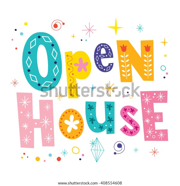 Open House Decorative Unique Lettering Type Stock Vector (Royalty Free ...