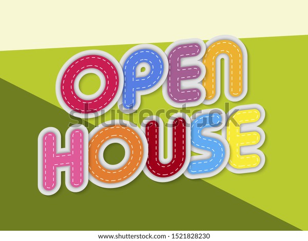 Open House Letters Banner Border Stitches Stock Vector (Royalty Free ...