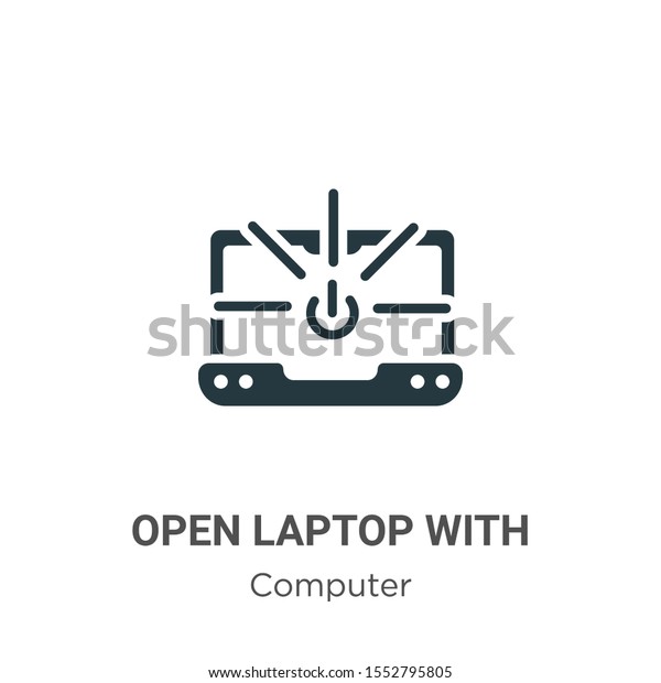 Open Laptop Shining Screen Vector Icon Stock Vector (Royalty Free ...