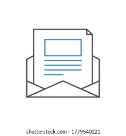 Open Letter Envelope Outline Icon Isolated Stock Vector (Royalty Free ...