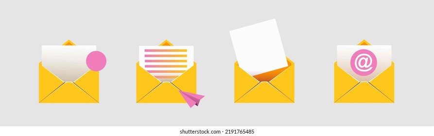 Open Mail Envelope Icon Set Marker Stock Vector (Royalty Free ...