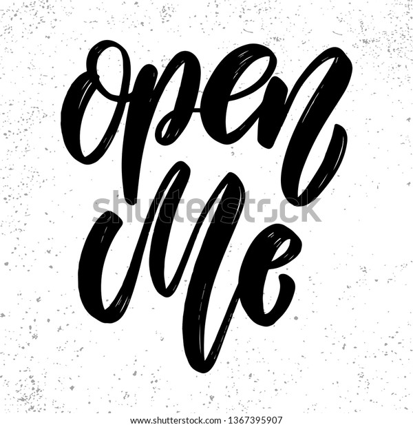 Open Me Lettering Phrase Postcard Banner Stock Vector (Royalty Free ...