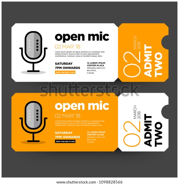 Open Mic Invitation Design Date Venue 스톡 벡터(로열티 프리) 1098828566 ...