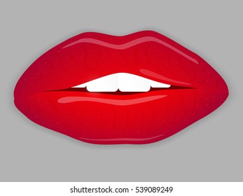 Female Red Lips Isolated On White: เวกเตอร์สต็อก (ปลอดค่าลิขสิทธิ์ ...
