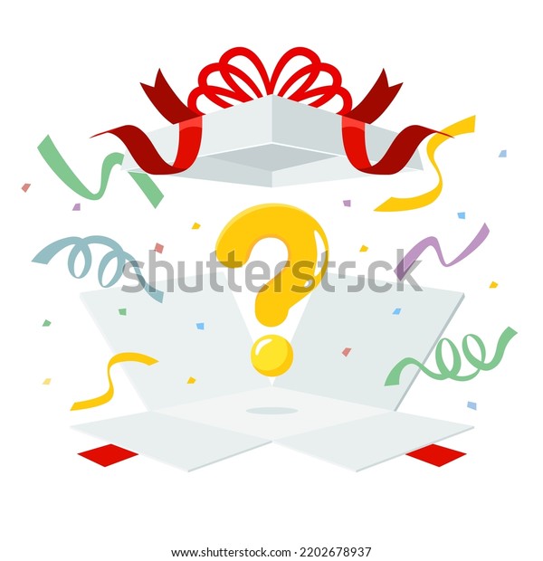 Open Mystery Gift Box Red Ribbon Stock Vector (Royalty Free) 2202678937 ...