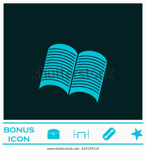 Open Newspaper Icon Flat Blue Pictogram Stock Vector (Royalty Free ...