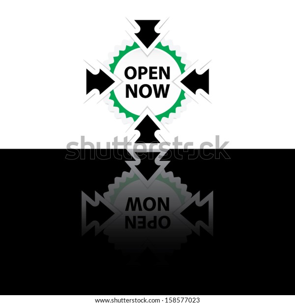 Open Now Button Icon Sticker Symbols Stock Vector (Royalty Free ...