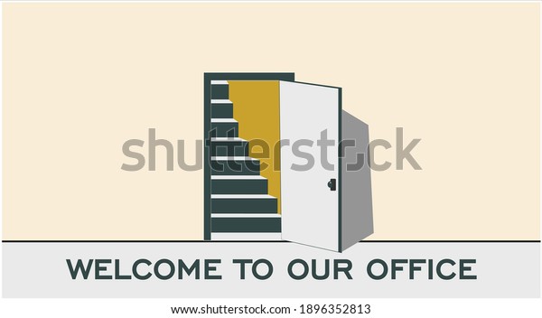 Open Office Door Welcome Our Office Stock Vector (Royalty Free ...