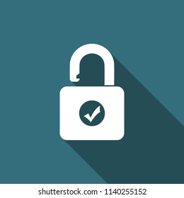 Open Padlock Check Mark Icon Isolated Stock Vector (Royalty Free ...