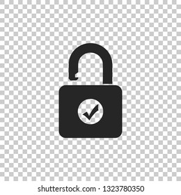 Open Padlock Check Mark Icon Isolated Stock Vector (Royalty Free ...