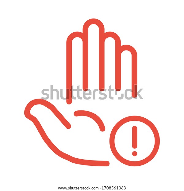 Open Palm Exclamation Symbol Red Outline: เวกเตอร์สต็อก (ปลอดค่า ...