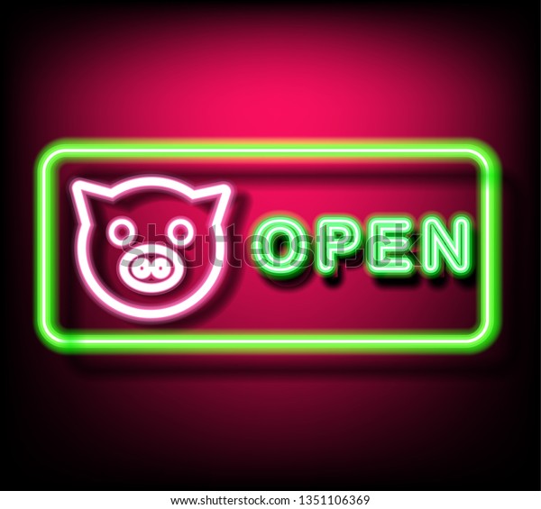 Open Pig Neon Sign Cute Pig Stock Vector (Royalty Free) 1351106369 ...