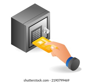 Open Safe Id Card Isometric Flat Stock Vector (Royalty Free) 2190799469 ...