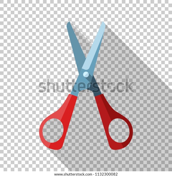 Open Scissors Icon Red Handle Flat Stock Vector (Royalty Free ...