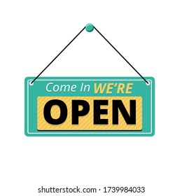 Open Sign Board Vector Illustration Turquoise Stock Vector (Royalty ...