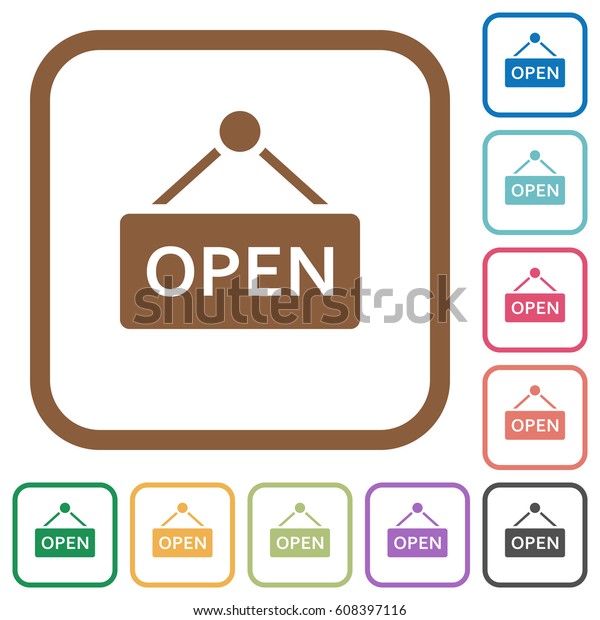 Open Sign Simple Icons Color Rounded Stock Vector (Royalty Free ...