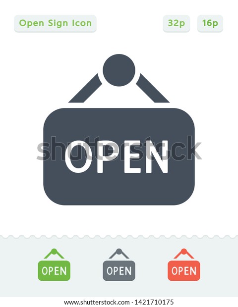 Open Sign Sticker Icons Professional Pixel Stock Vector (Royalty Free ...
