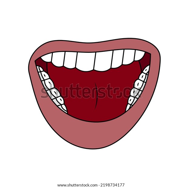 Open Smiling Mouth Doodle Vector Illustration Stock Vector (Royalty ...