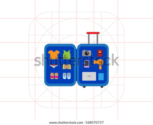 Open Travel Suitcase Icon Stock Vector (Royalty Free) 568070737 ...
