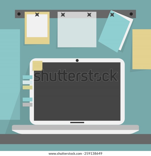 Open Turn Off Laptop On Desk Stock Vector (Royalty Free) 259138649 ...