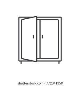 Open Wardrobe Flat Line Colored Icon Stock Vector (Royalty Free ...