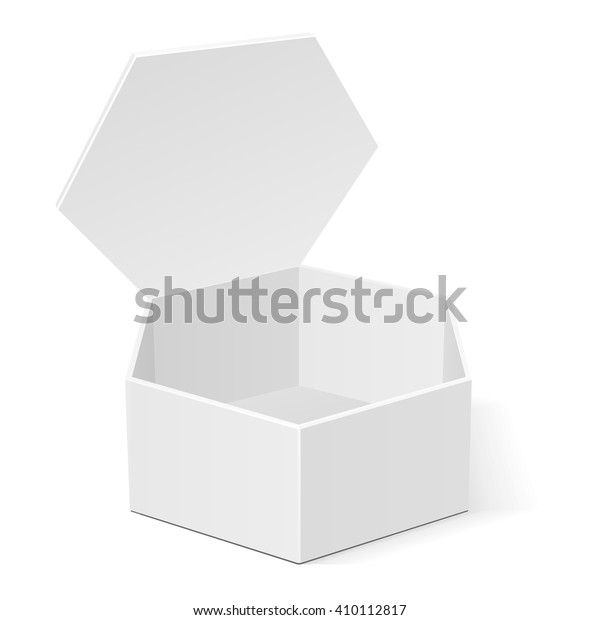 Open White Cardboard Hexagon Box Packaging Arkivvektor (royaltyfri ...
