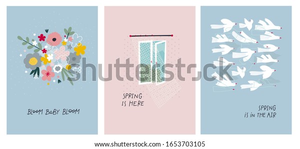 Open Window Curtain Fresh Air Flying Stock Vector (Royalty Free ...