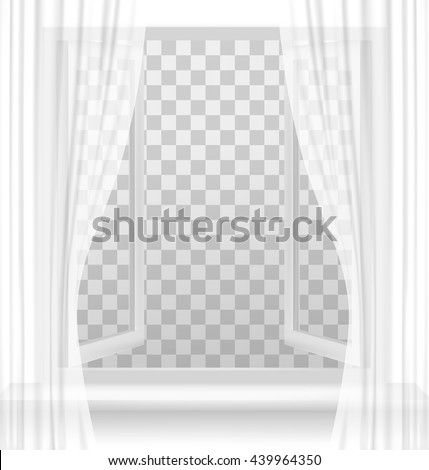 Open Window Curtains On Transparent Background Stock Vector (Royalty ...