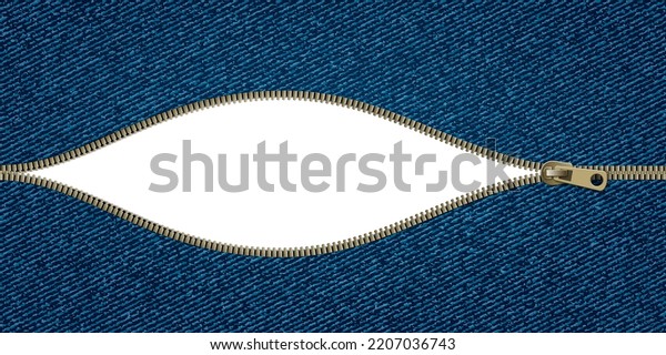 Open Zipper Hole Denim Vector Mockup Stock Vector (Royalty Free ...