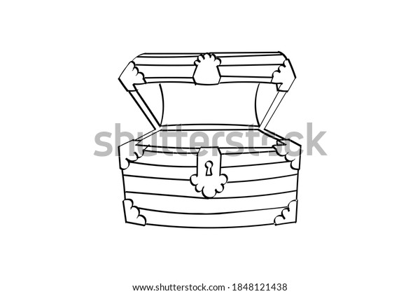 Opened Chest Monochrome Coloring Page Style Stock Vector (Royalty Free ...