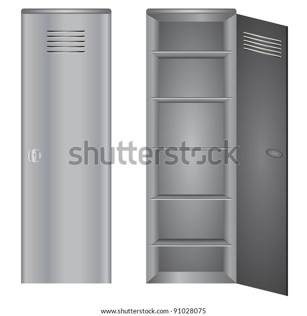 Opened Closed Metal Cupboard Stock Vector (Royalty Free) 91028075 ...