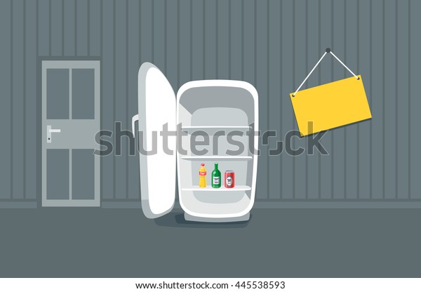 Opened Empty Broken Fridge Cartoon Style Stock Vector (Royalty Free ...