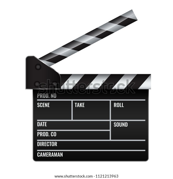 Opened Realistic Cinema Film Clapper Illustrated Stock Vector (Royalty ...
