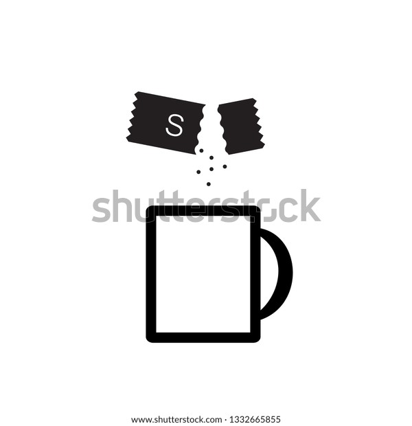 Opened Sachet Icon Container Sign Sugar 스톡 벡터(로열티 프리) 1332665855