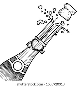 Opening Popping Champagne Bottle Vector Stock Vector (Royalty Free ...