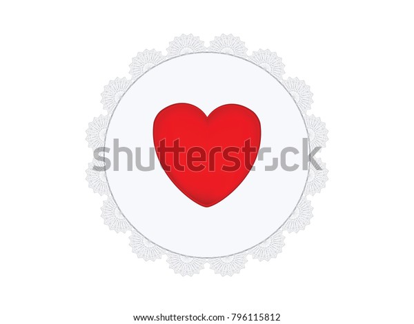 Openwork Napkin White Lace Red Heart Stock Vector (Royalty Free ...
