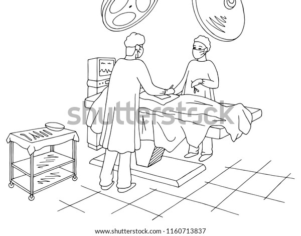 Operating Room Graphic Black White Interior Stock Vector (Royalty Free ...