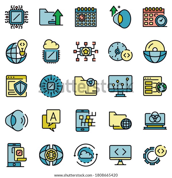 Operating System Icons Set Outline Set Stock Vector (Royalty Free ...